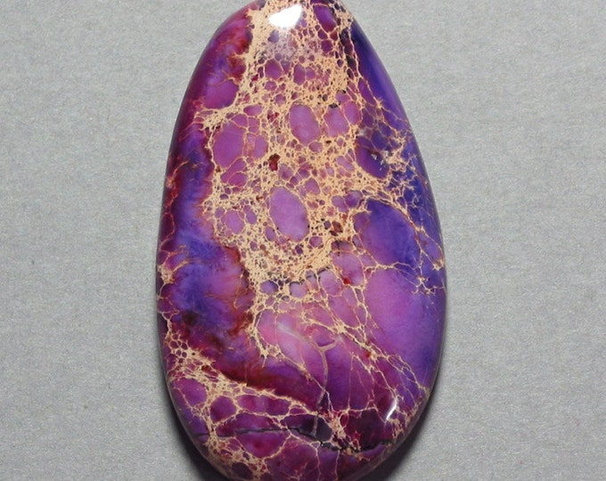 Cabochon VARISCITE JASPER Purple Fuchsia 26x46mm Freeform Drop Designer ...