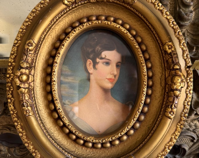 Vintage Plaster Gold Ornate Frame With Portrait of Woman - Etsy