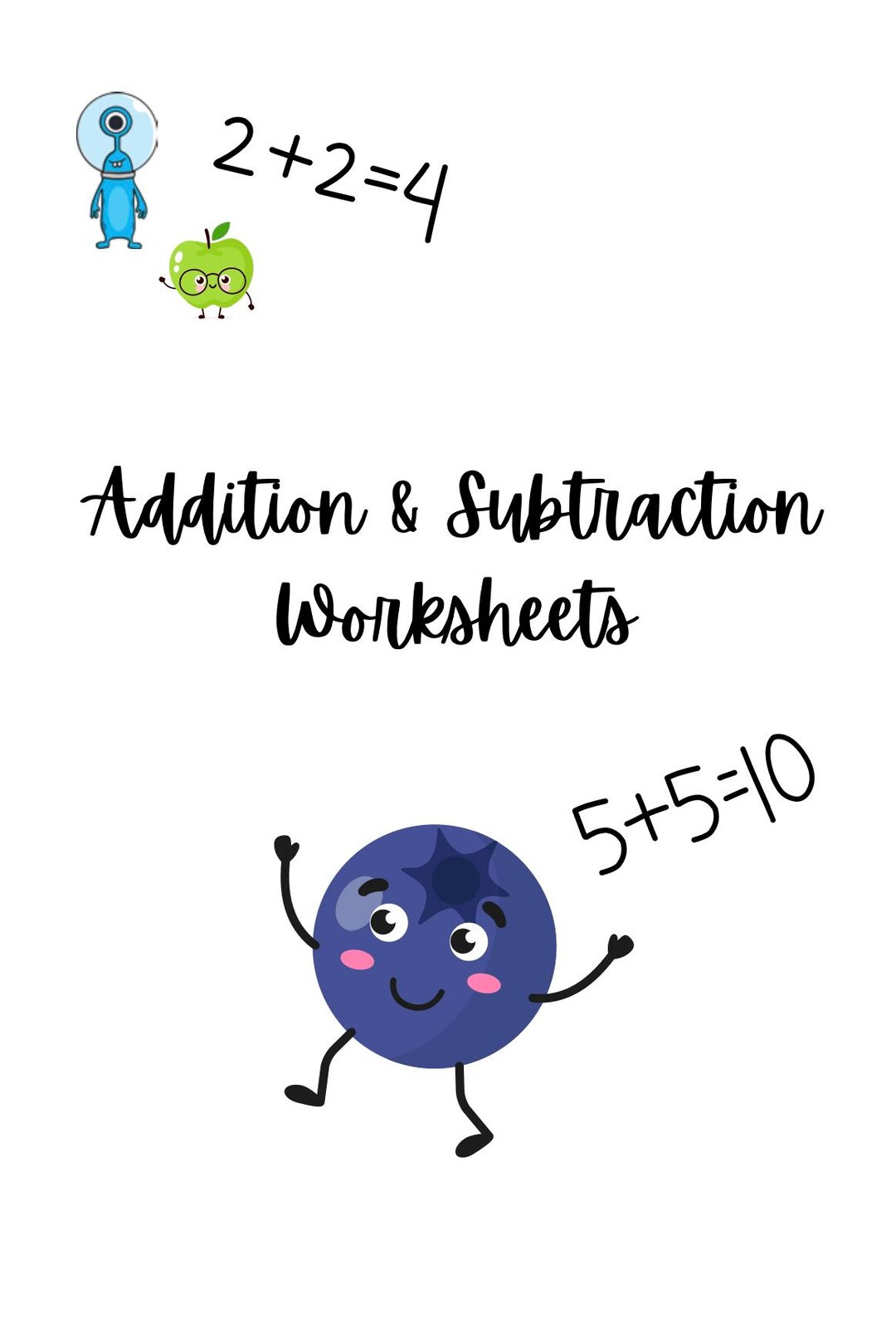 Addition and Subtraction Work Sheets - Etsy