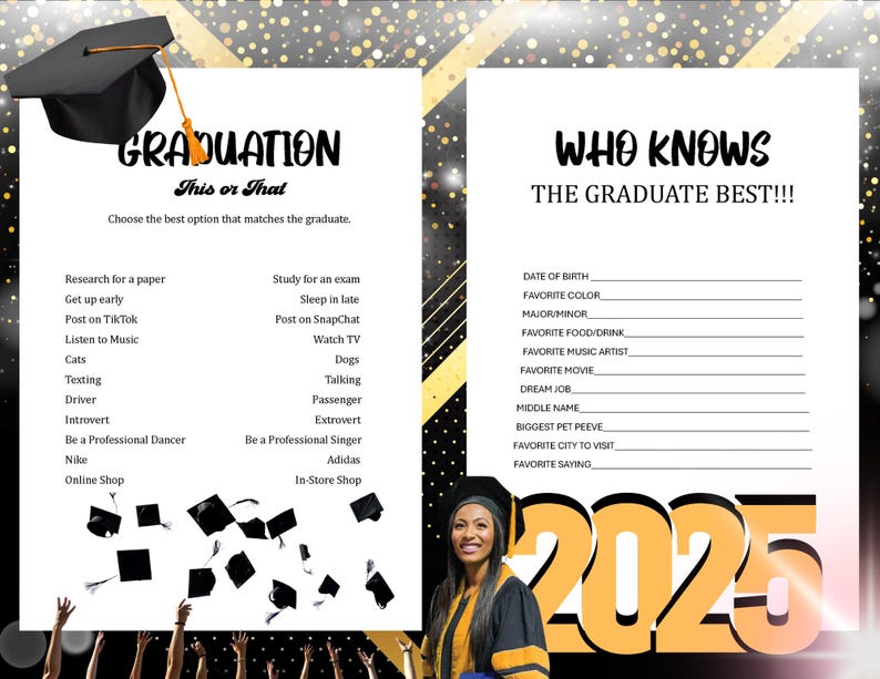 Graduation Activity Booklet 7-page Editable in Canva - Etsy