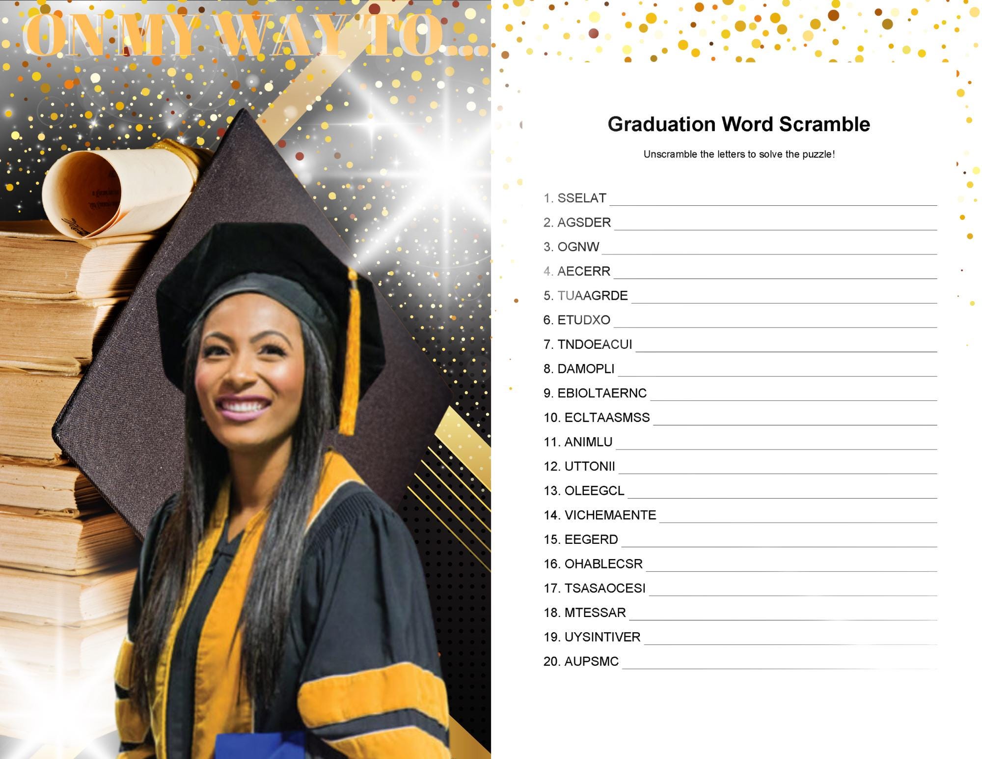 Graduation Activity Booklet 7-page Editable in Canva - Etsy