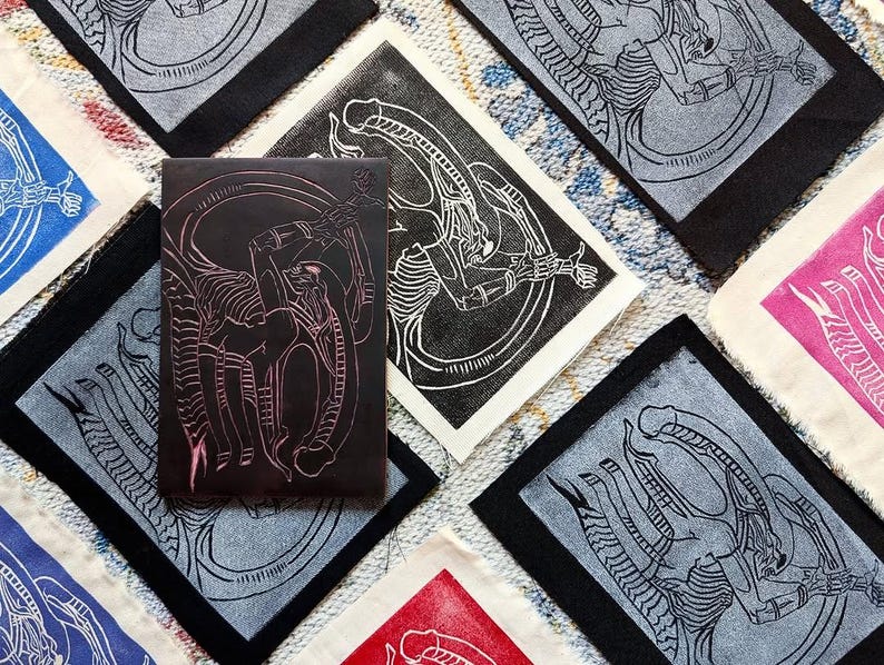 H.R. Giger Necronom IV (1976) Linocut Patch - Etsy