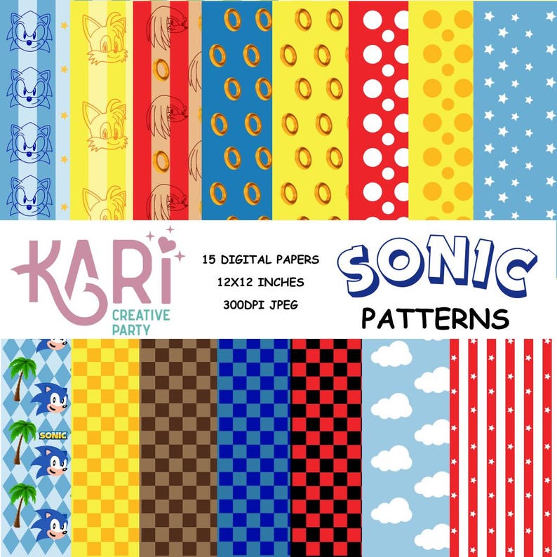 Sonic Digital Papers/ Sonic the Hedgehog Backgrounds (instant Download ...