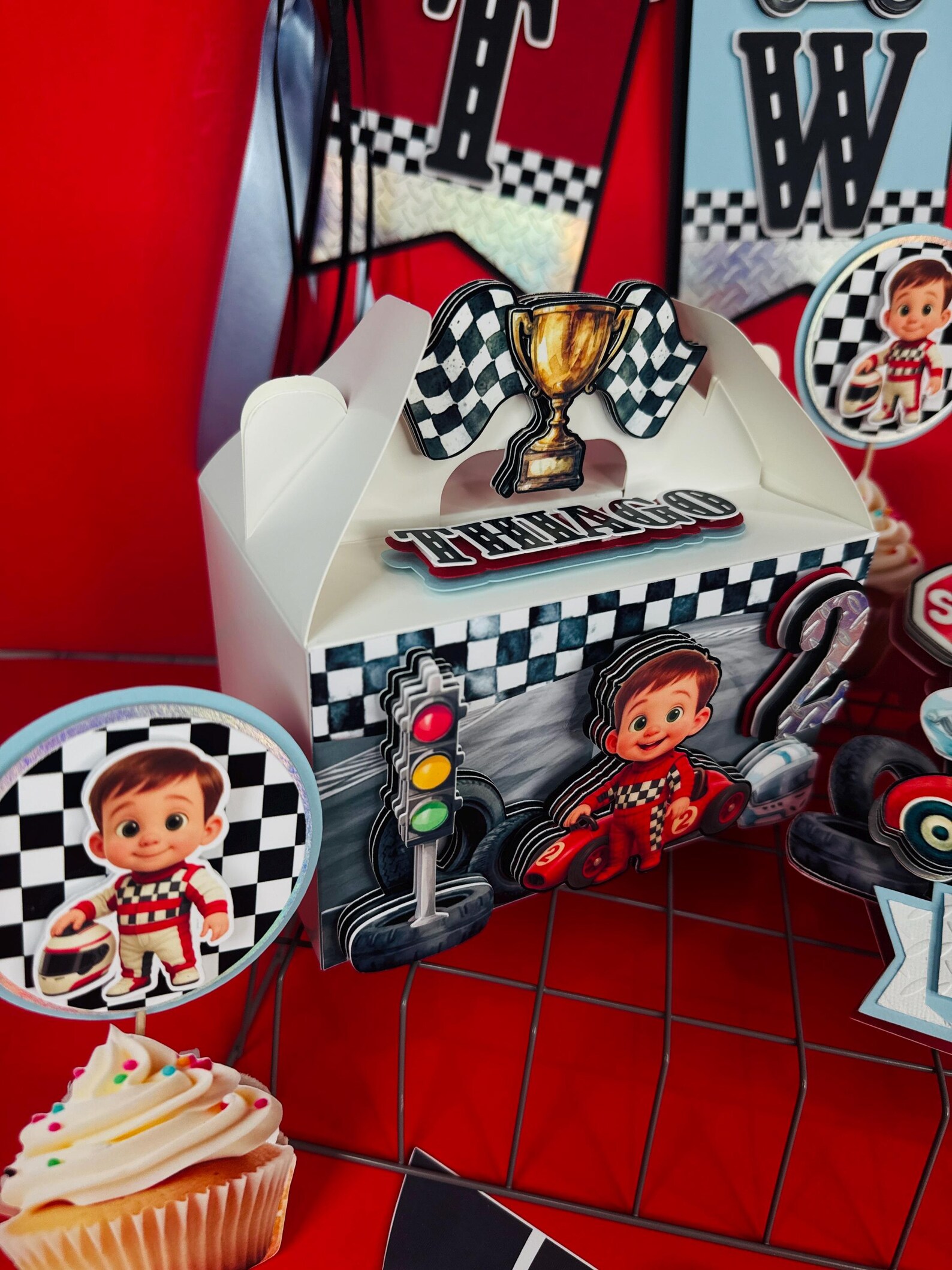 Race Car Birthday Favor Boxes/ Race Car Party Decor/ Vintage Race Car ...