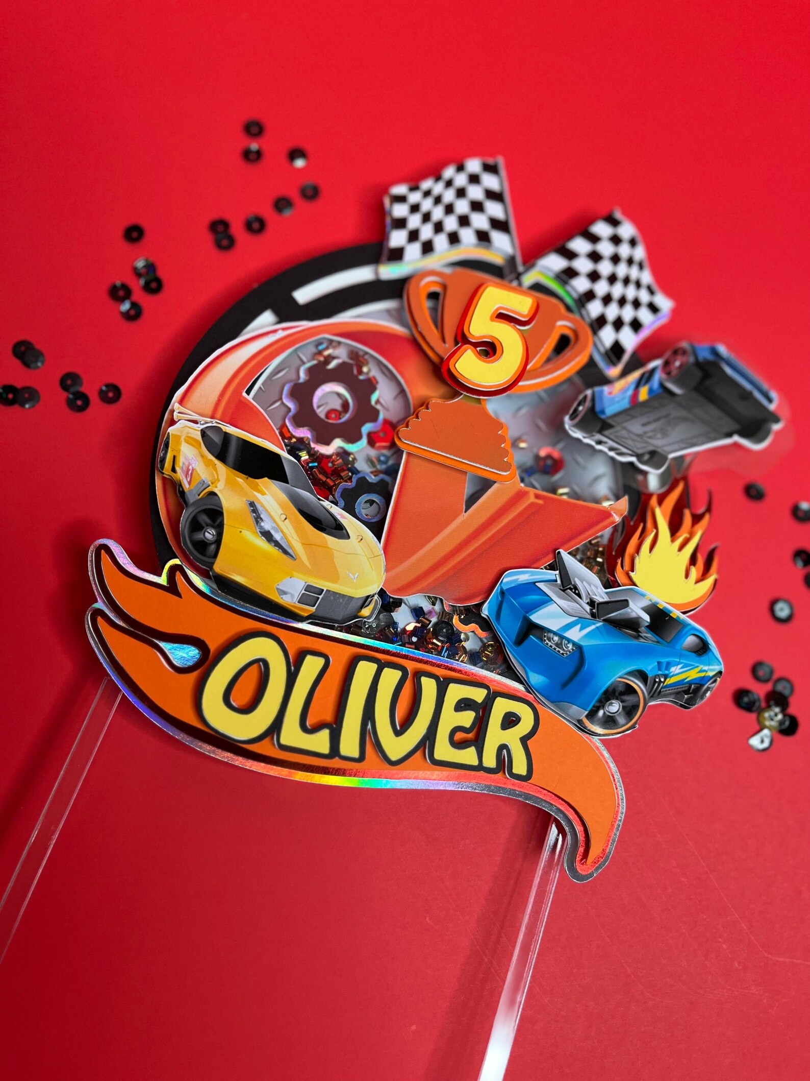 Race Car Cake Topper/ Personalized Racing Party Decor/ Racing Car Cake ...