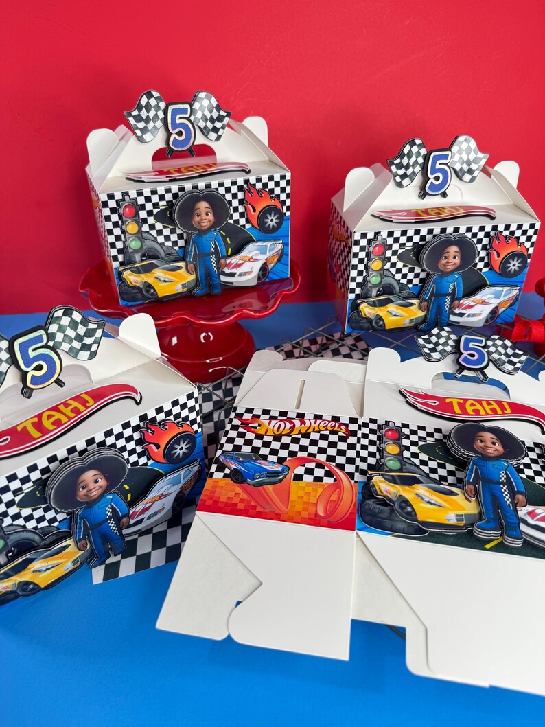 Hot Race Car Birthday Favor Boxes/ Race Car Party Decor/ Wheels Race ...