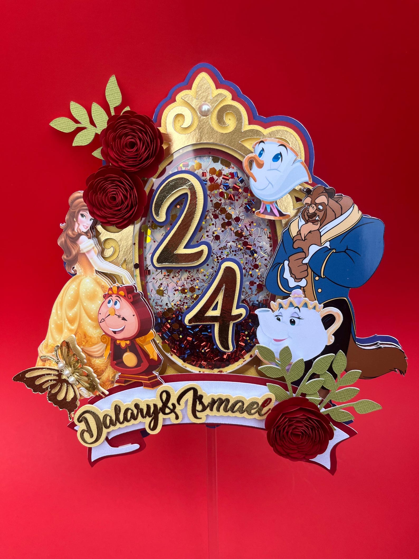 Beauty and the Beast Cake Topper/ Princess Belle Cake Topper/ Beauty ...