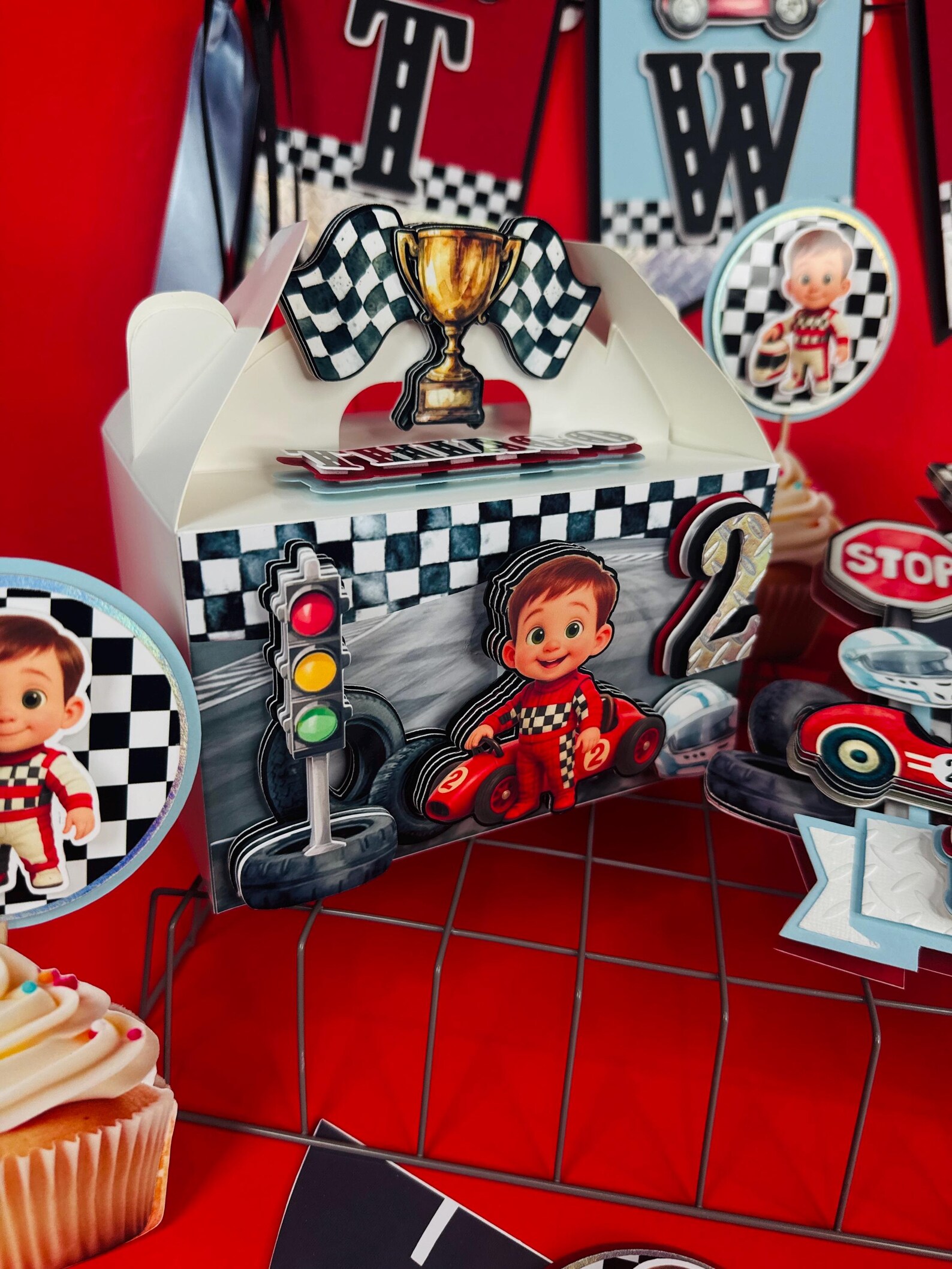 Race Car Birthday Favor Boxes/ Race Car Party Decor/ Vintage Race Car ...