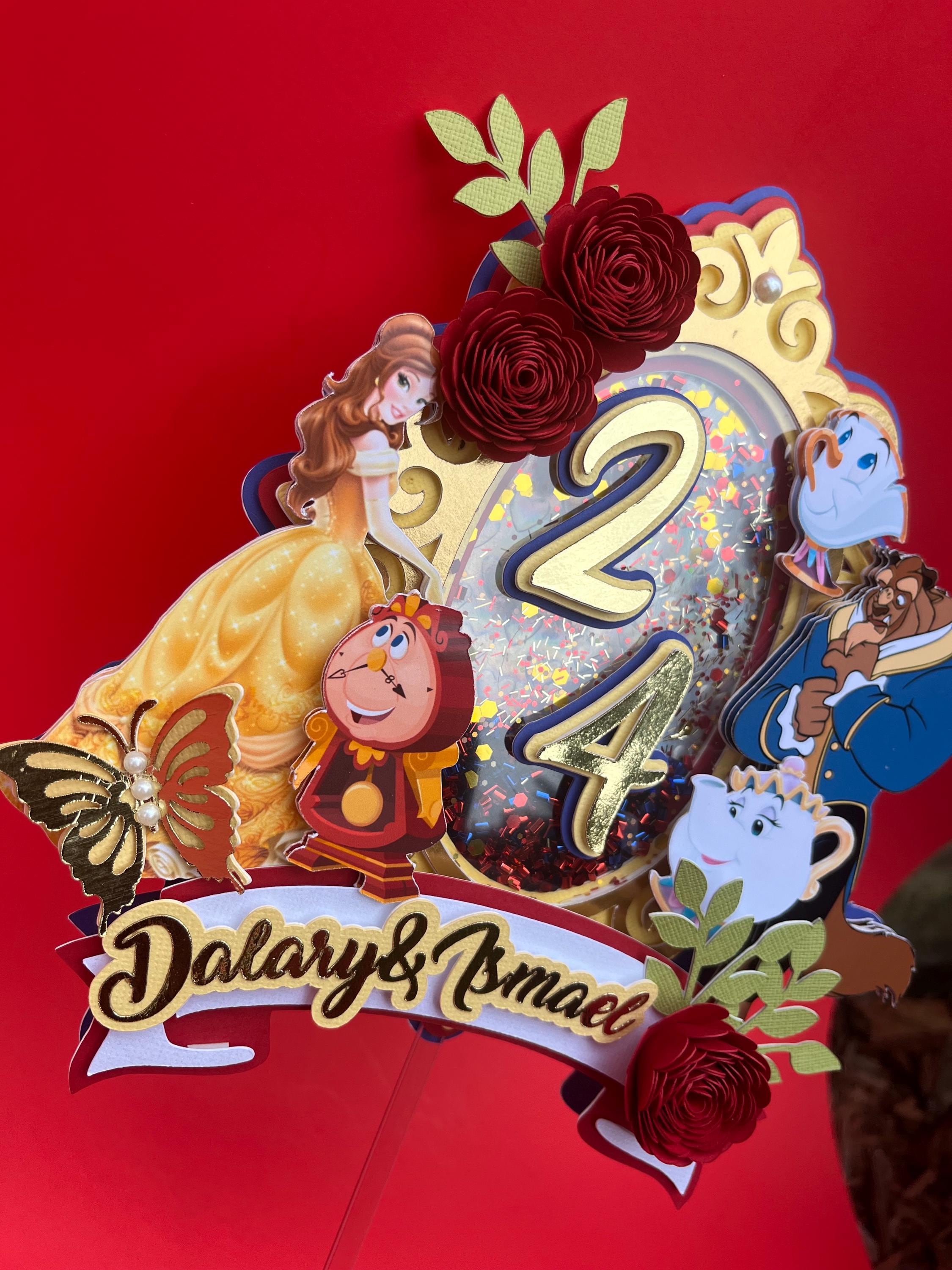 Beauty and the Beast Cake Topper/ Princess Belle Cake Topper/ Beauty ...