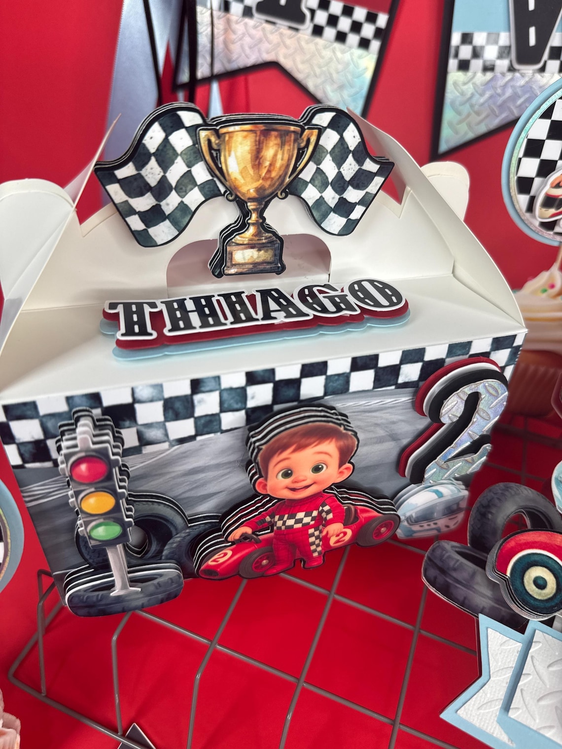 Race Car Birthday Favor Boxes/ Race Car Party Decor/ Vintage Race Car ...