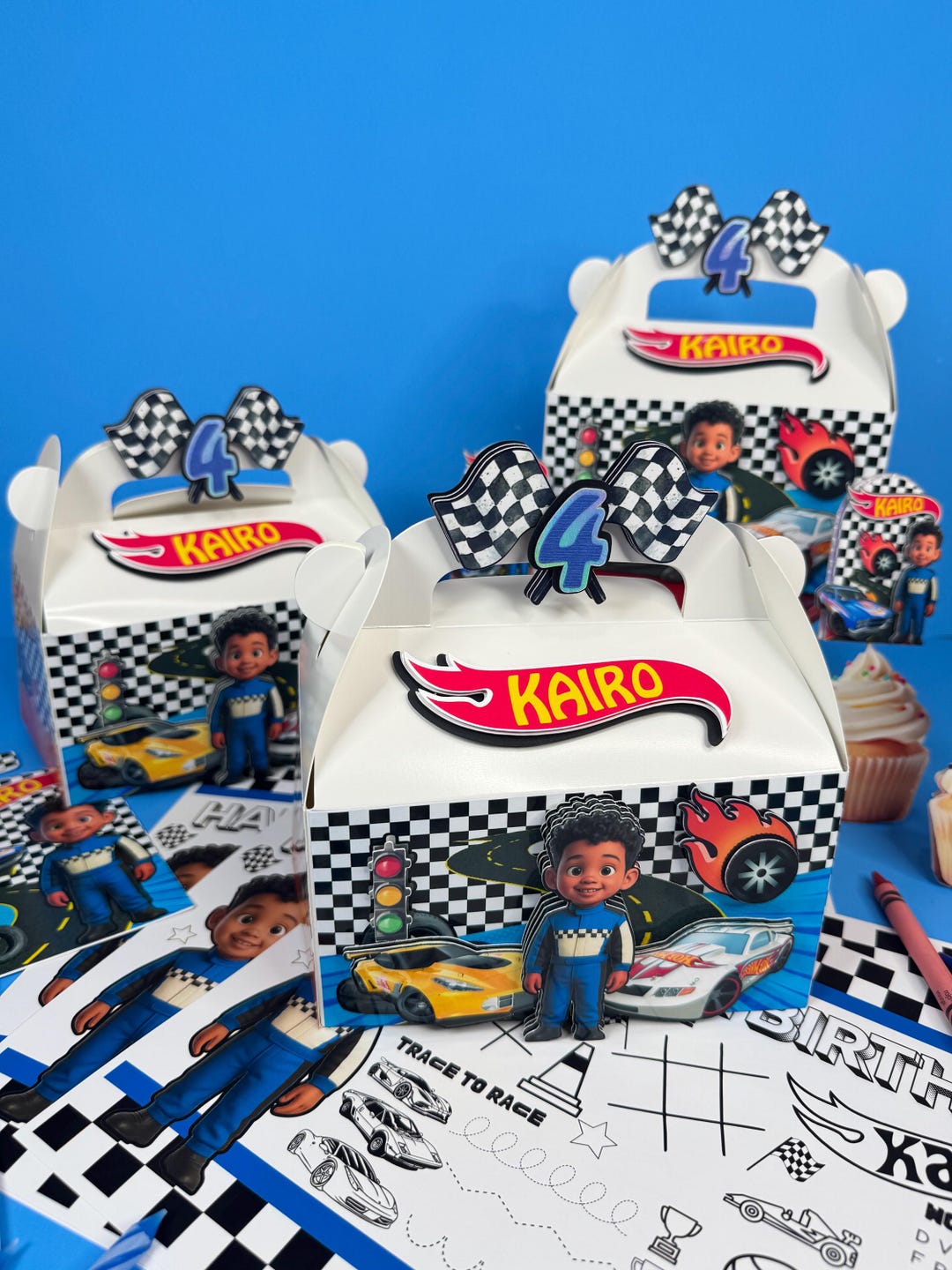 Hot Race Car Birthday Favor Boxes/ Race Car Party Decor/ Wheels Race ...