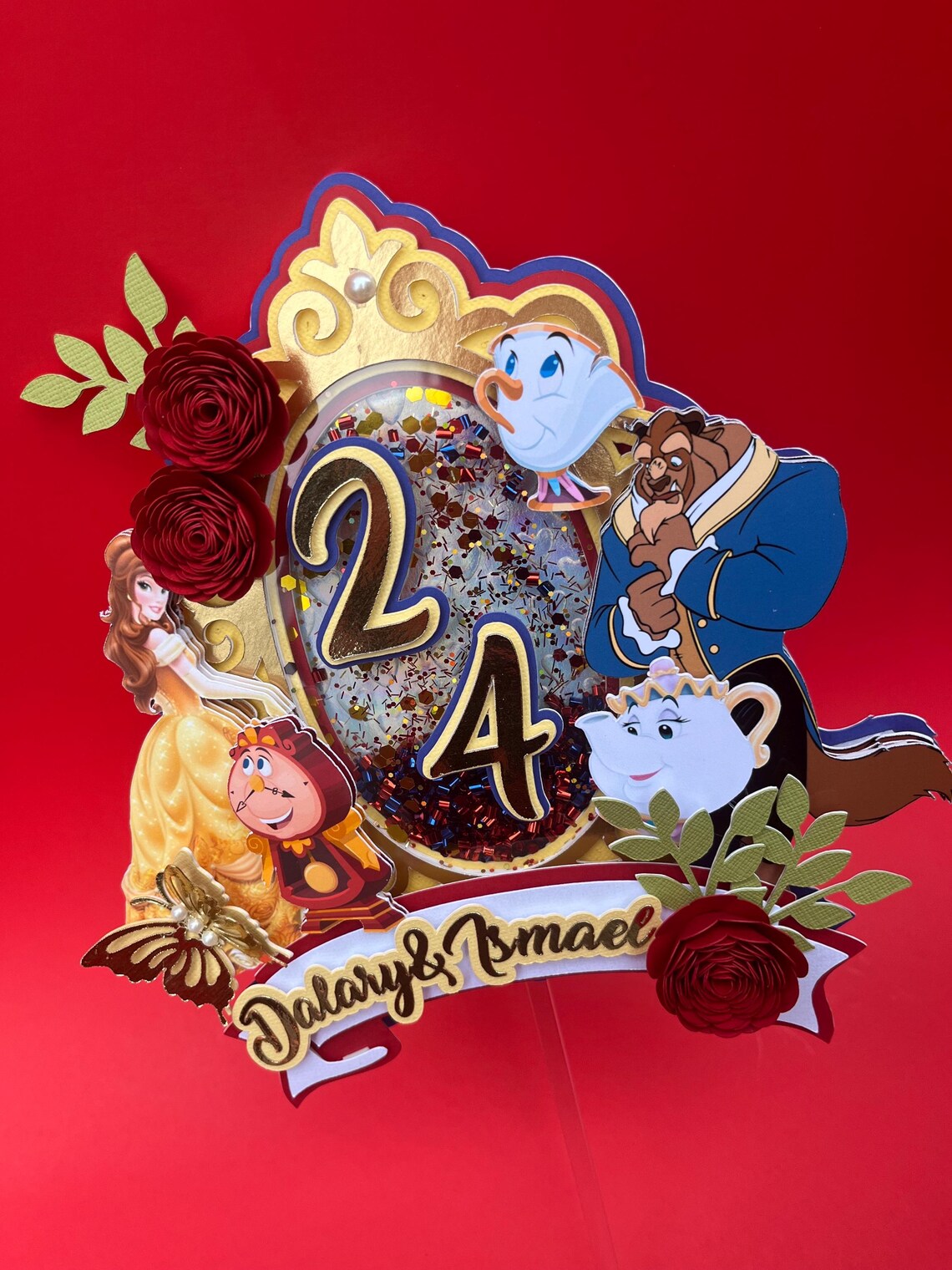 Beauty and the Beast Cake Topper/ Princess Belle Cake Topper/ Beauty ...