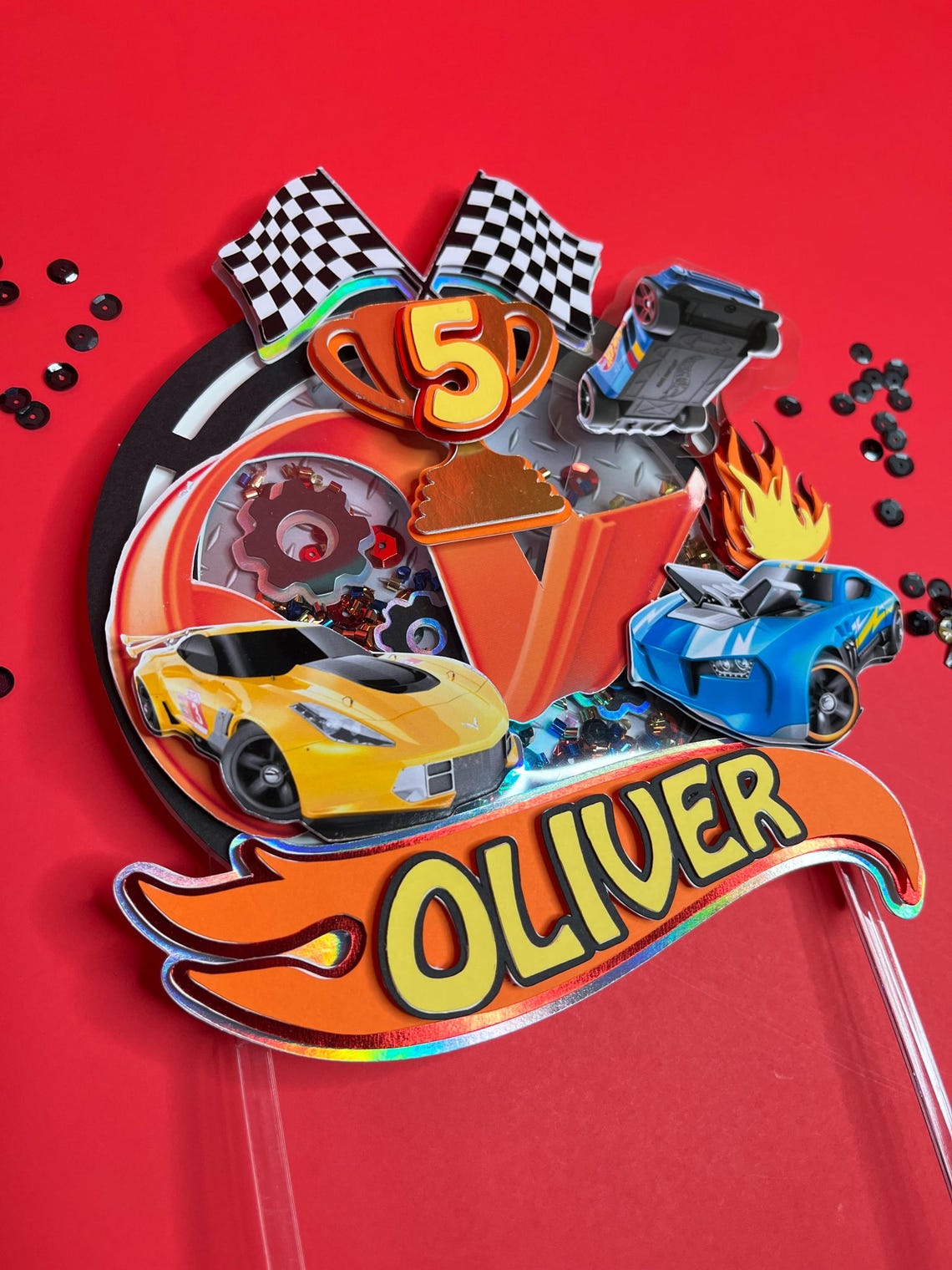 Race Car Cake Topper/ Personalized Racing Party Decor/ Racing Car Cake ...