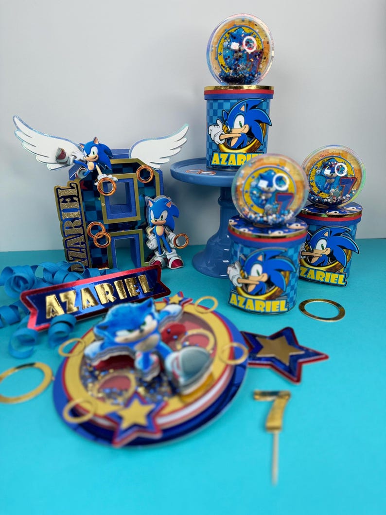 Sonic Cake Topper/ Sonic Birthday Party Decor/ Sonic the Hedgehog Cake ...