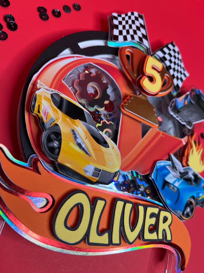 Race Car Cake Topper/ Personalized Racing Party Decor/ Racing Car Cake ...