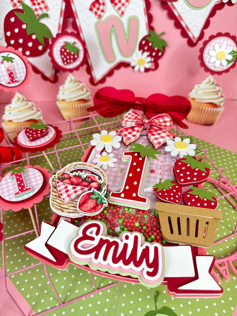 Strawberry Cake Topper/ Sweet Berry First Birthday Cake Topper ...