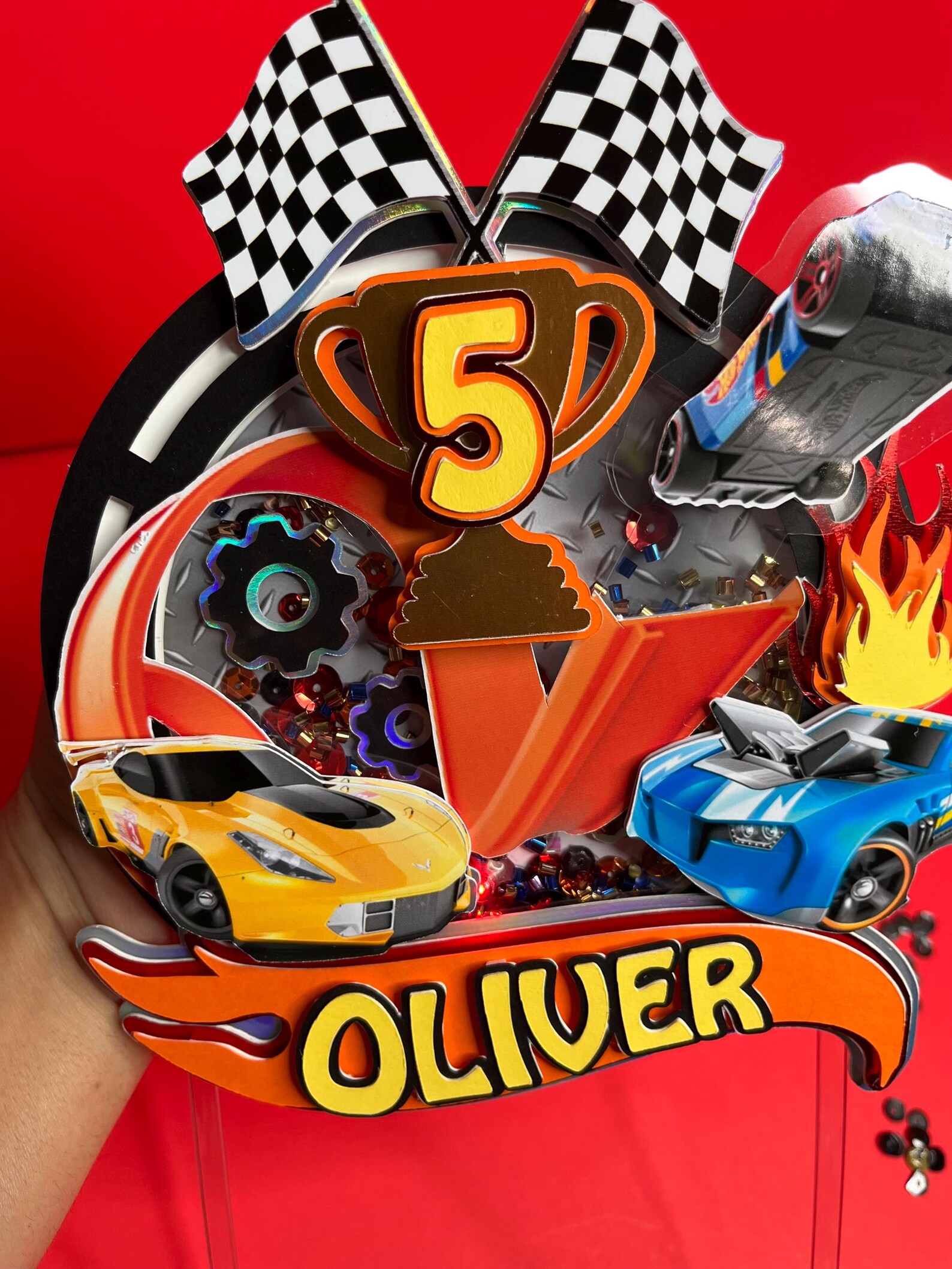 Race Car Cake Topper/ Personalized Racing Party Decor/ Racing Car Cake ...