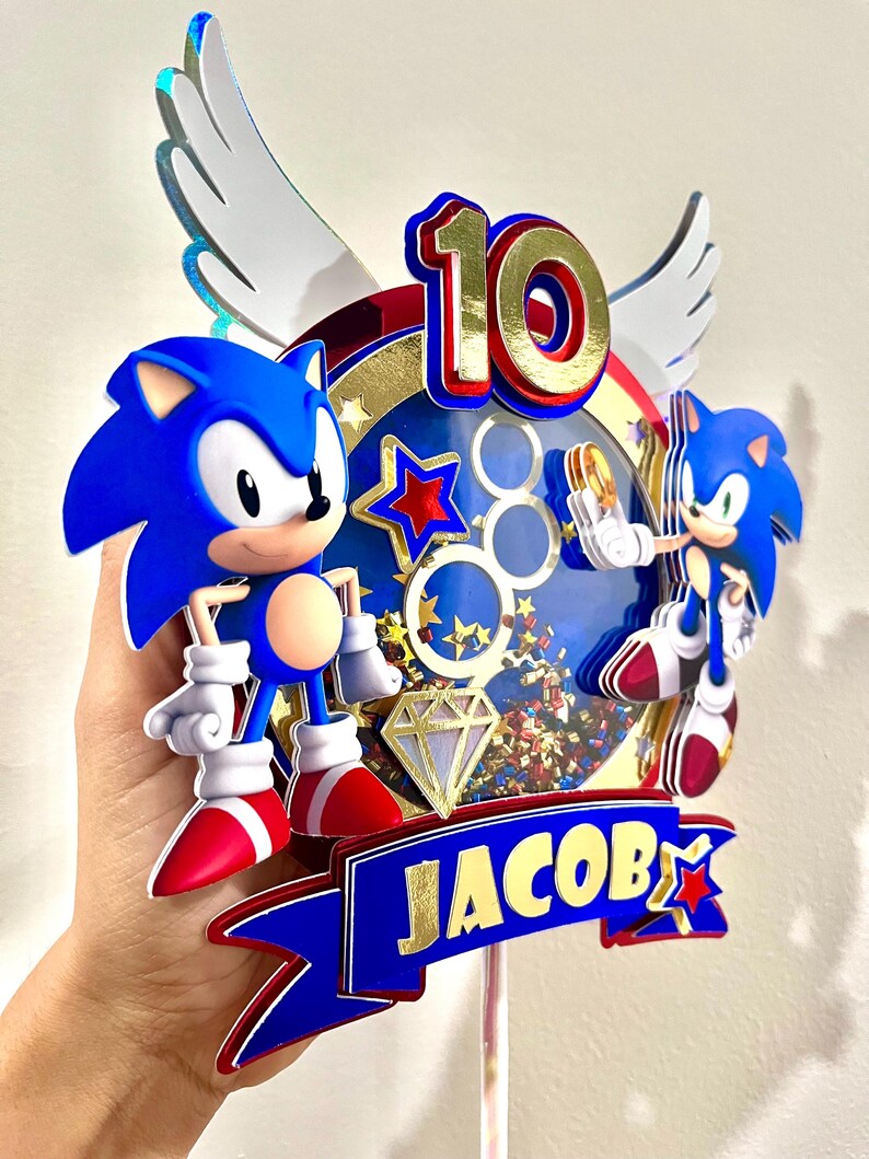 Sonic Cake Topper/ Sonic Birthday Party/ Sonic the Hedgehog Cake Topper ...