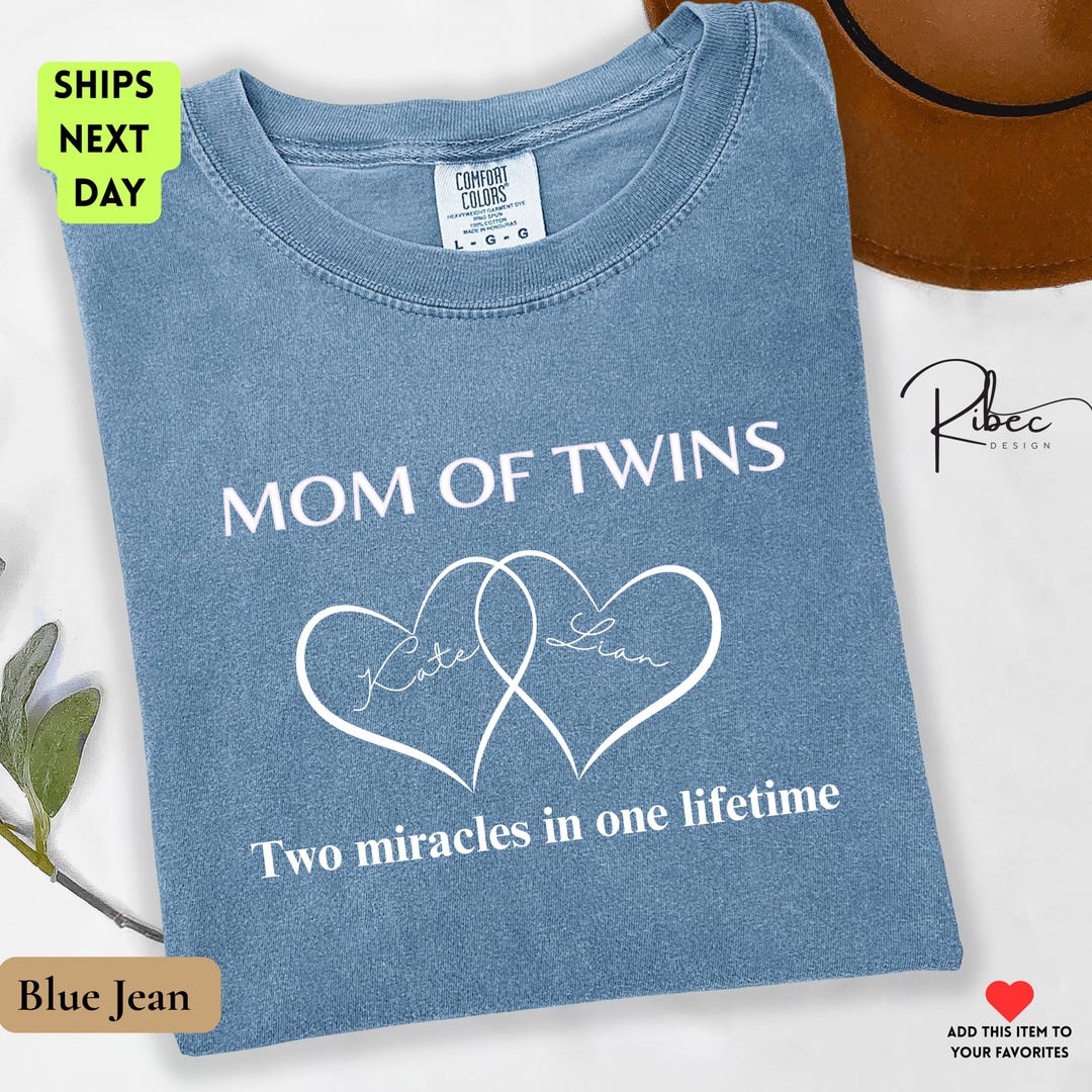 Personalized Mom of Twins Comfort Colors Shirt - Etsy
