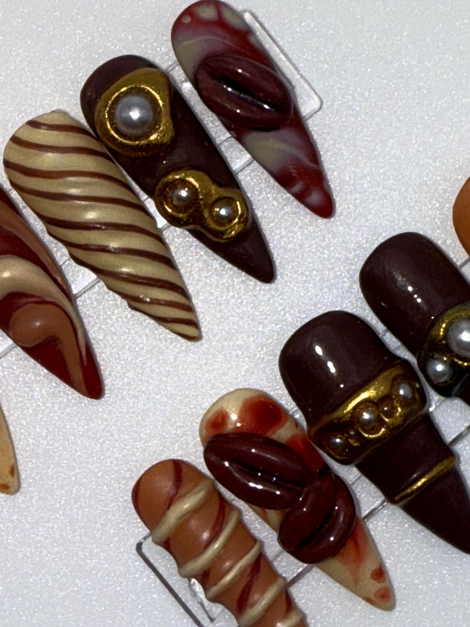 Chocolate Espresso Martini Custom Press on Nails/ Luxury Nails/ Brown ...