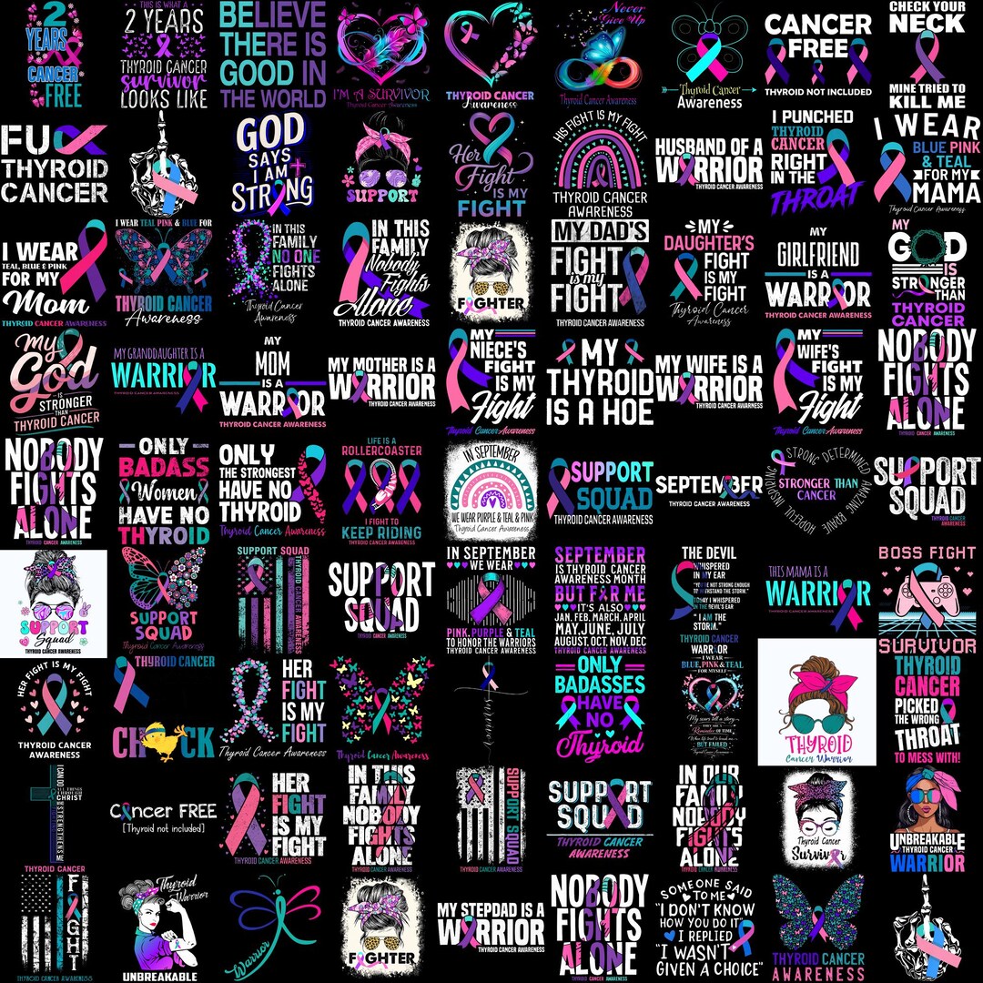 80+ Thyroid Cancer Awareness Bundle PNG, Survivor Ribbon Support Squad ...