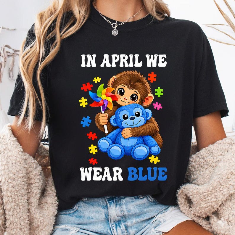 In April We Wear Blue for Autism Awareness Png Bundle, Autism Awareness ...