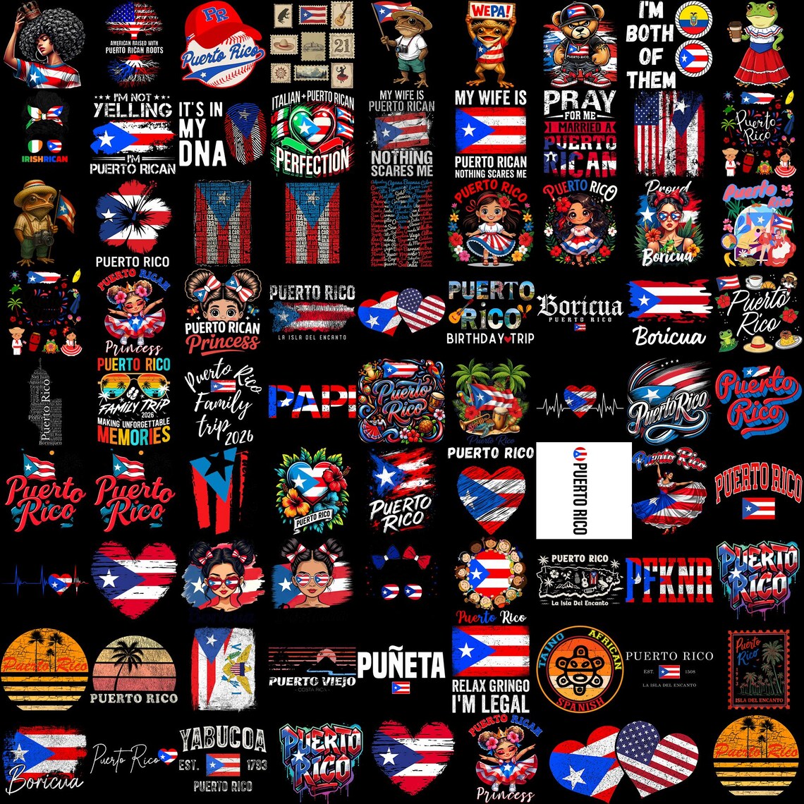 Puerto Rico Flag PNG Bundle, Boricua Pride Tropical Island Travel ...