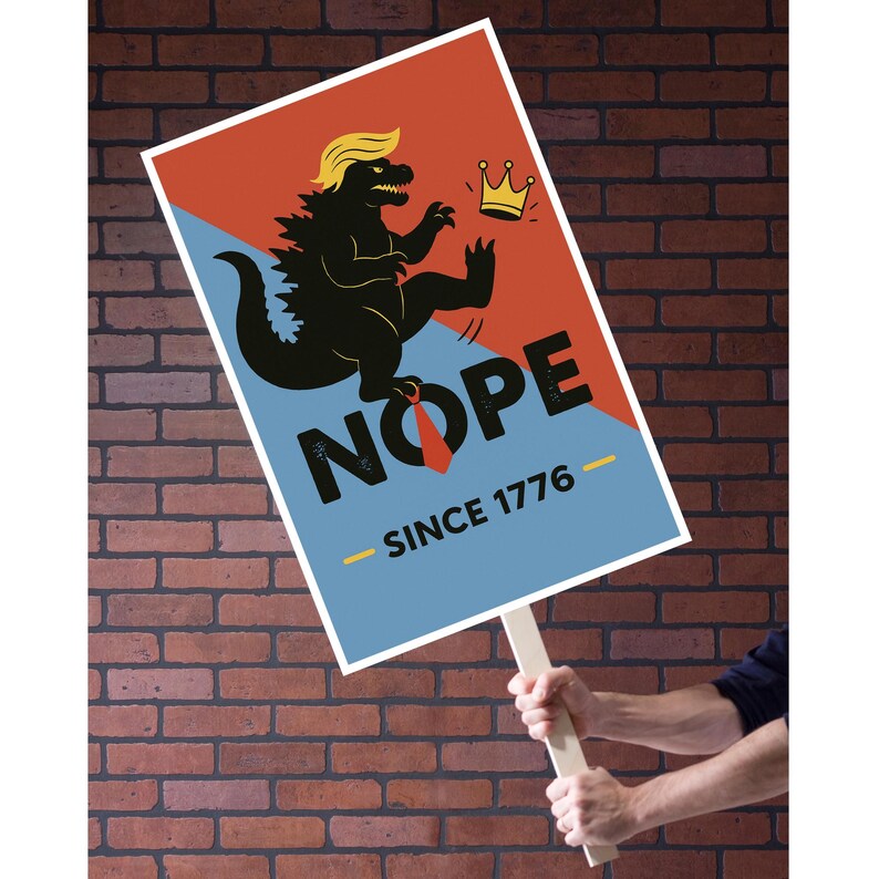 Godzilla No Kings Yard Sign, No Kings in America Protest Sign, Anti ...