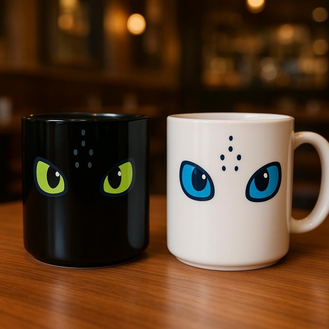 Black Dragon Eye Mugs, Dragons of Light and Shadow Mug, Black and White ...