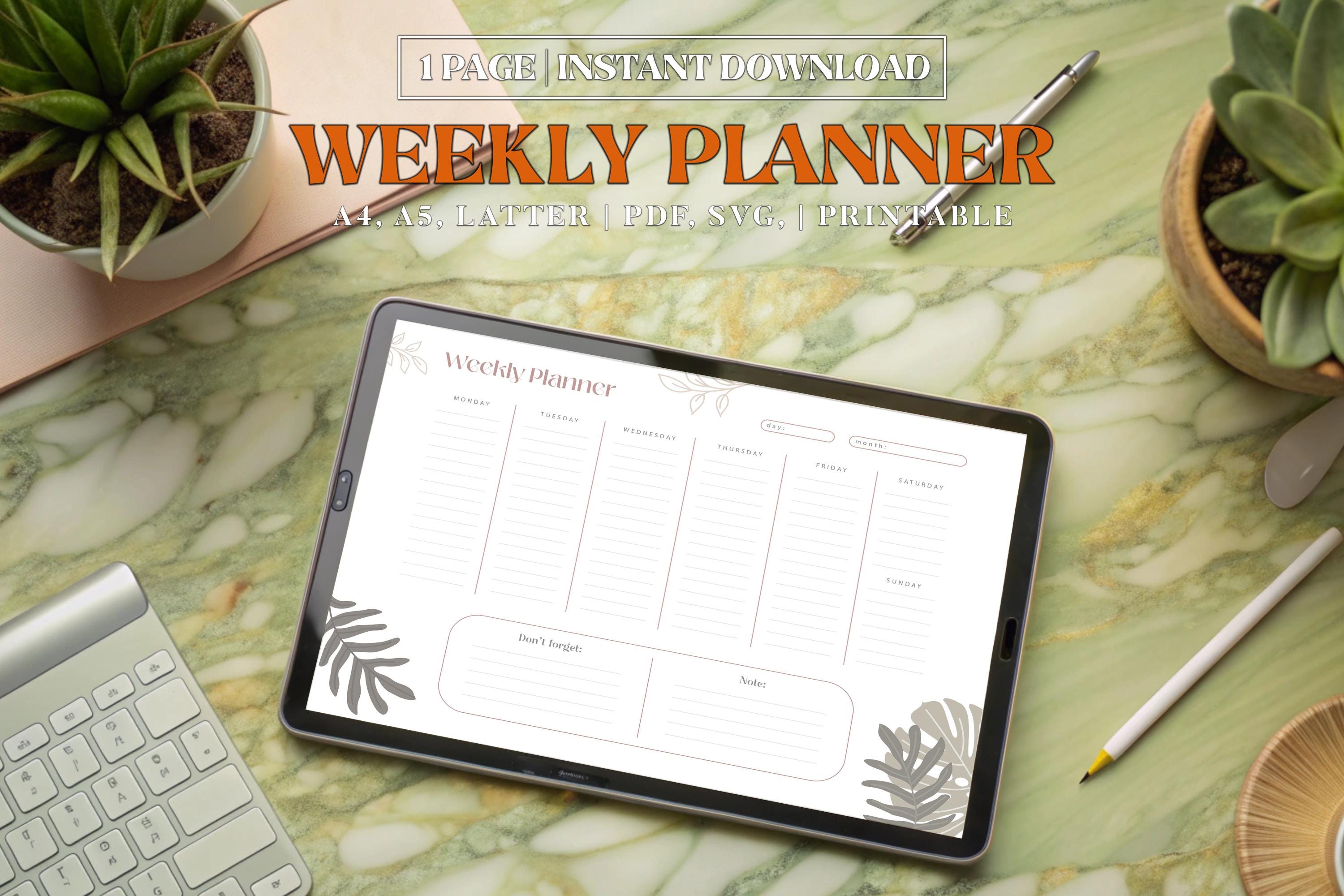 Printable Weekly Planner Template, Weekly Schedule, Weekly Agenda ...