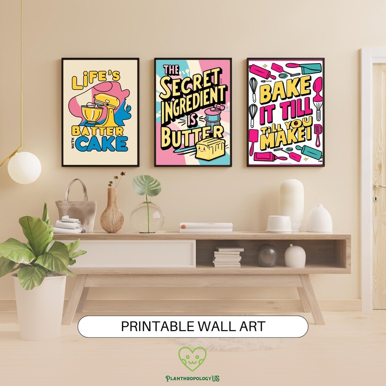 Y2K Aesthetic Baking Art Prints | Cute Kitchen Wall Decor | Digital ...