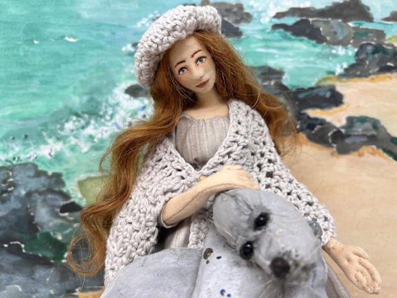 Selkie Art Doll, Cloth Seal, Mixed Media Art Sculpture, Free Shipping ...