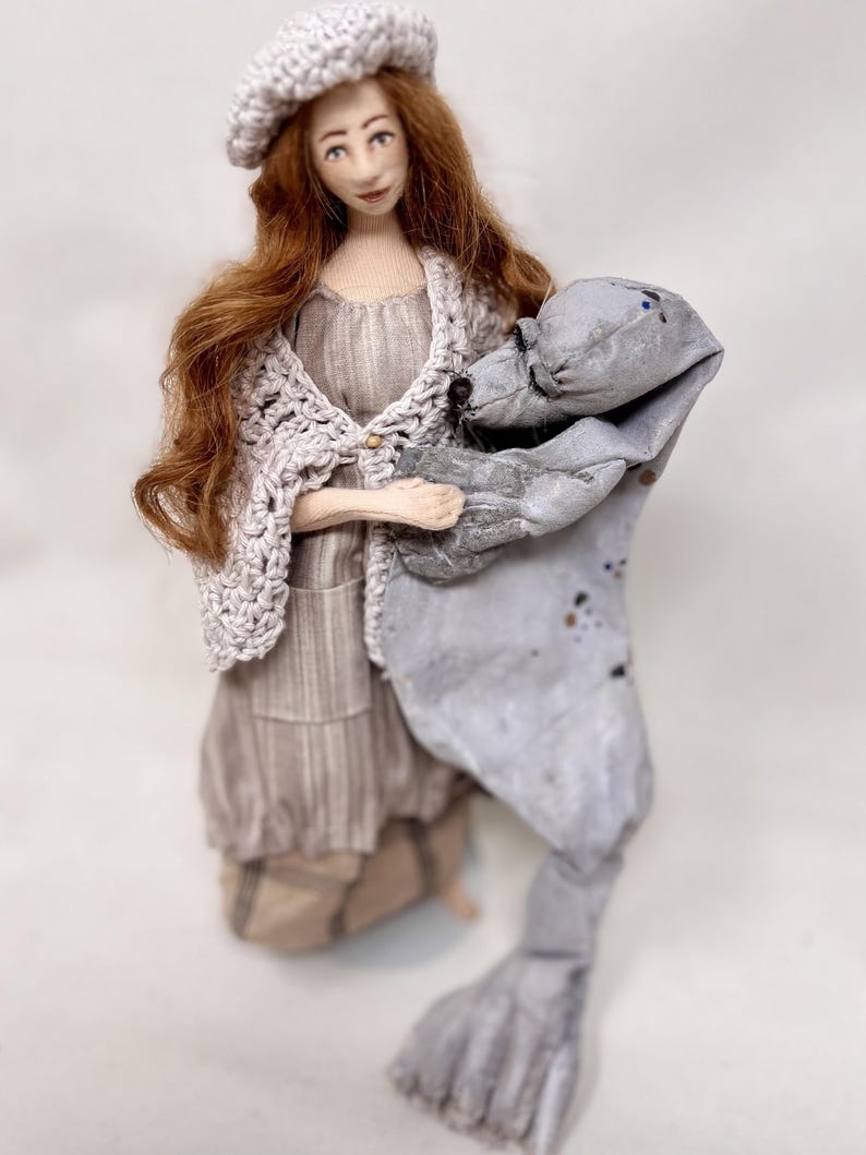 Selkie Art Doll, Cloth Seal, Mixed Media Art Sculpture, Free Shipping ...