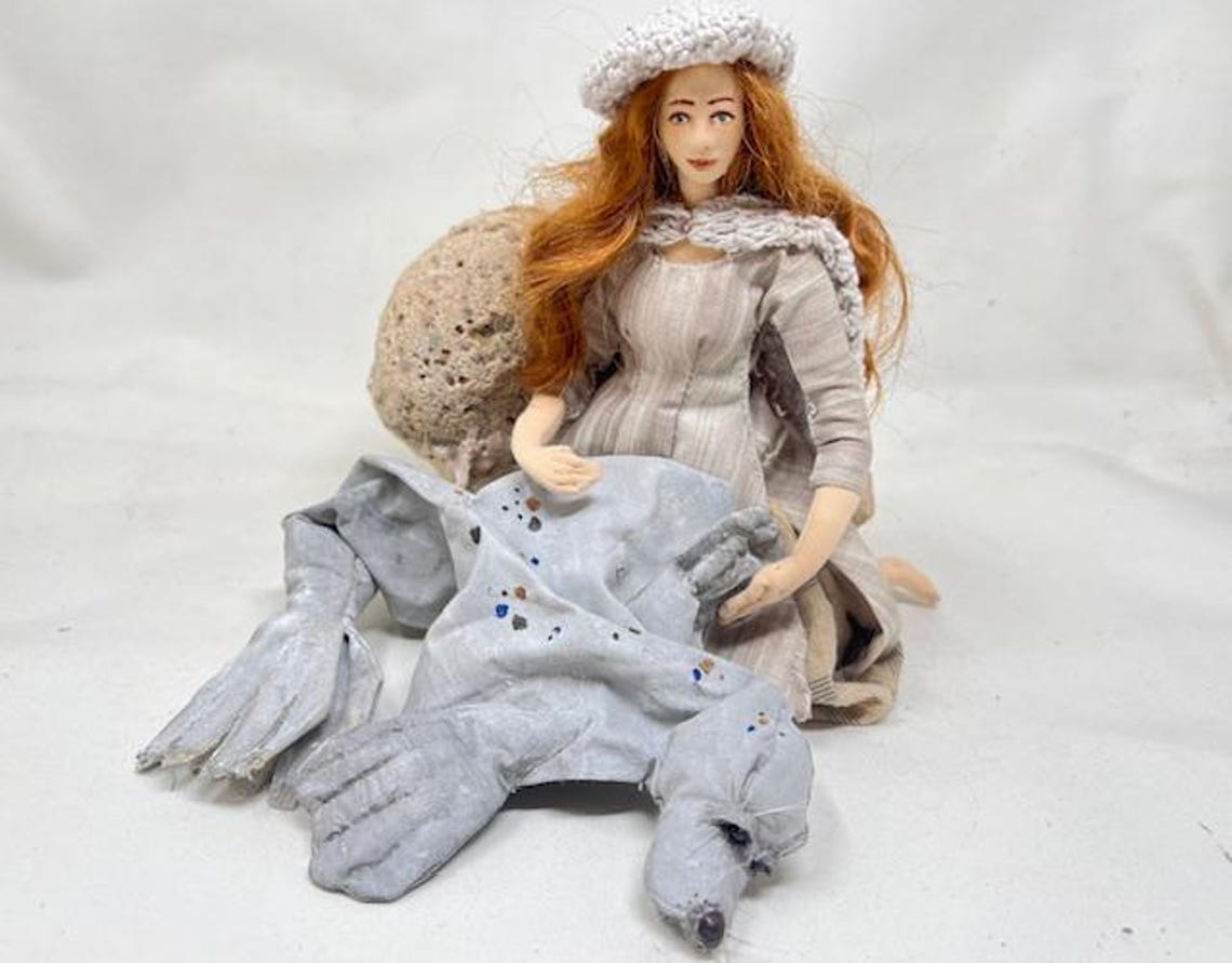 Selkie Art Doll, Cloth Seal, Mixed Media Art Sculpture, Free Shipping ...