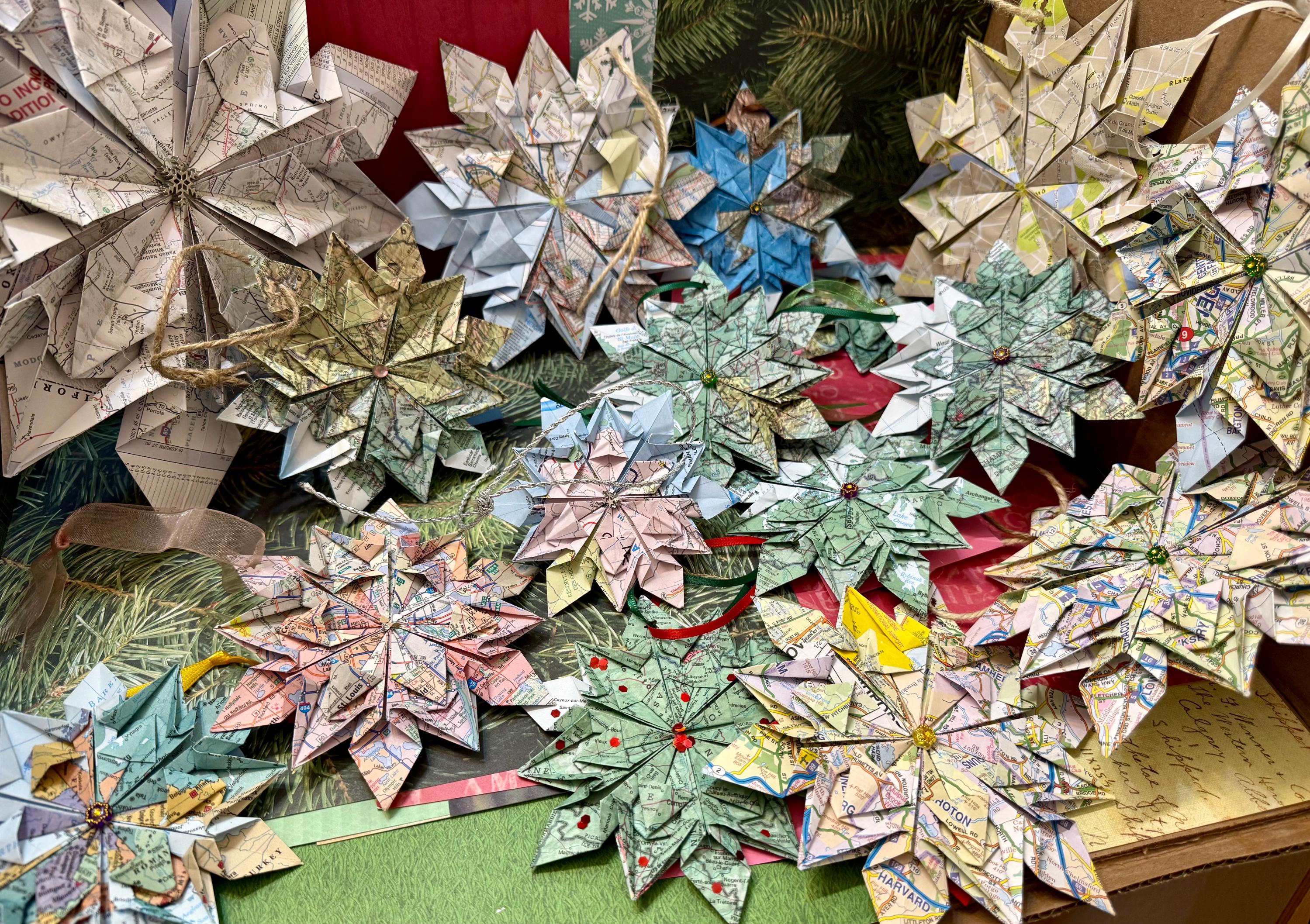 Origami Snowflakes From Maps or From Origami Paper - Etsy
