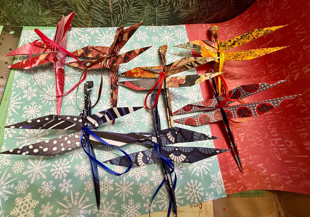Hanging Origami Dragonflies With Ribbon - Etsy