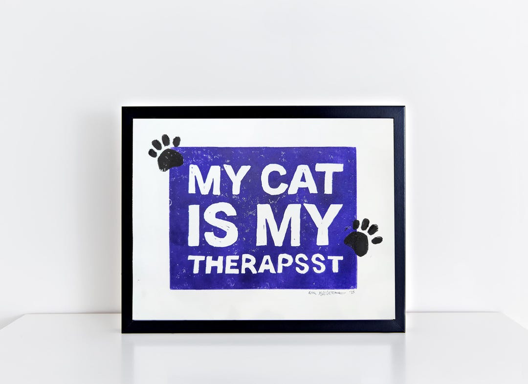 Cat: Block Print - Etsy