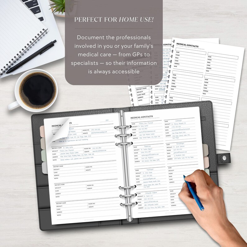 Medical Contacts Printable | Doctor Specialist Contact List, Healthcare ...