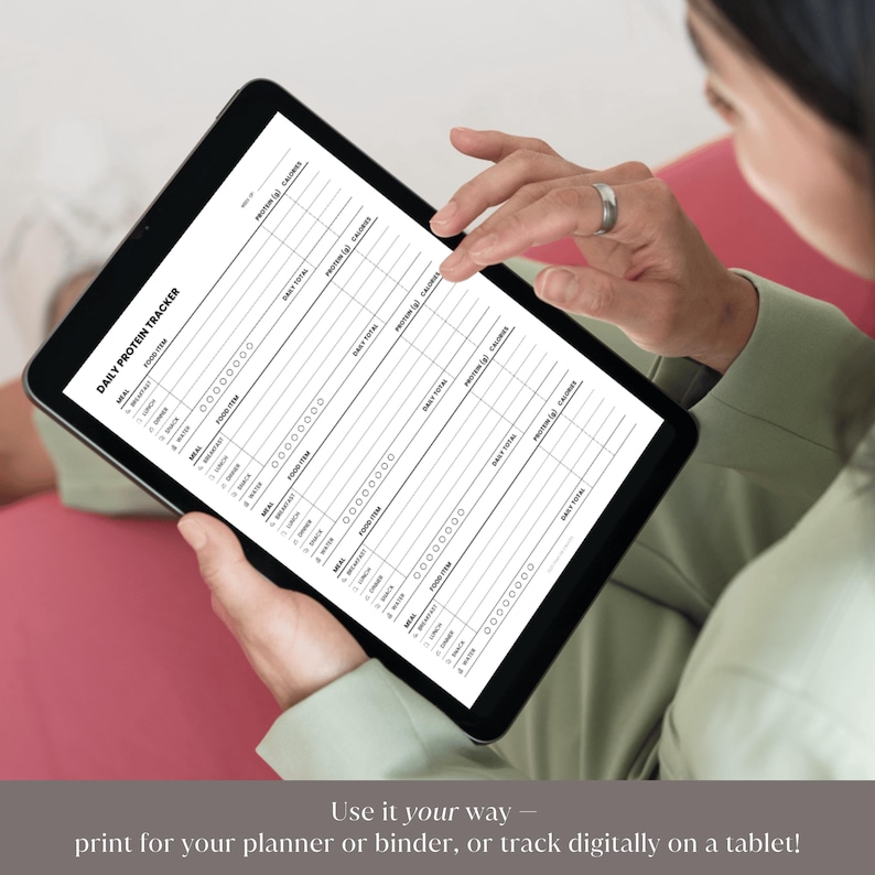 Protein Tracker Printable, Daily Protein Food Log | Water Intake, Macro ...