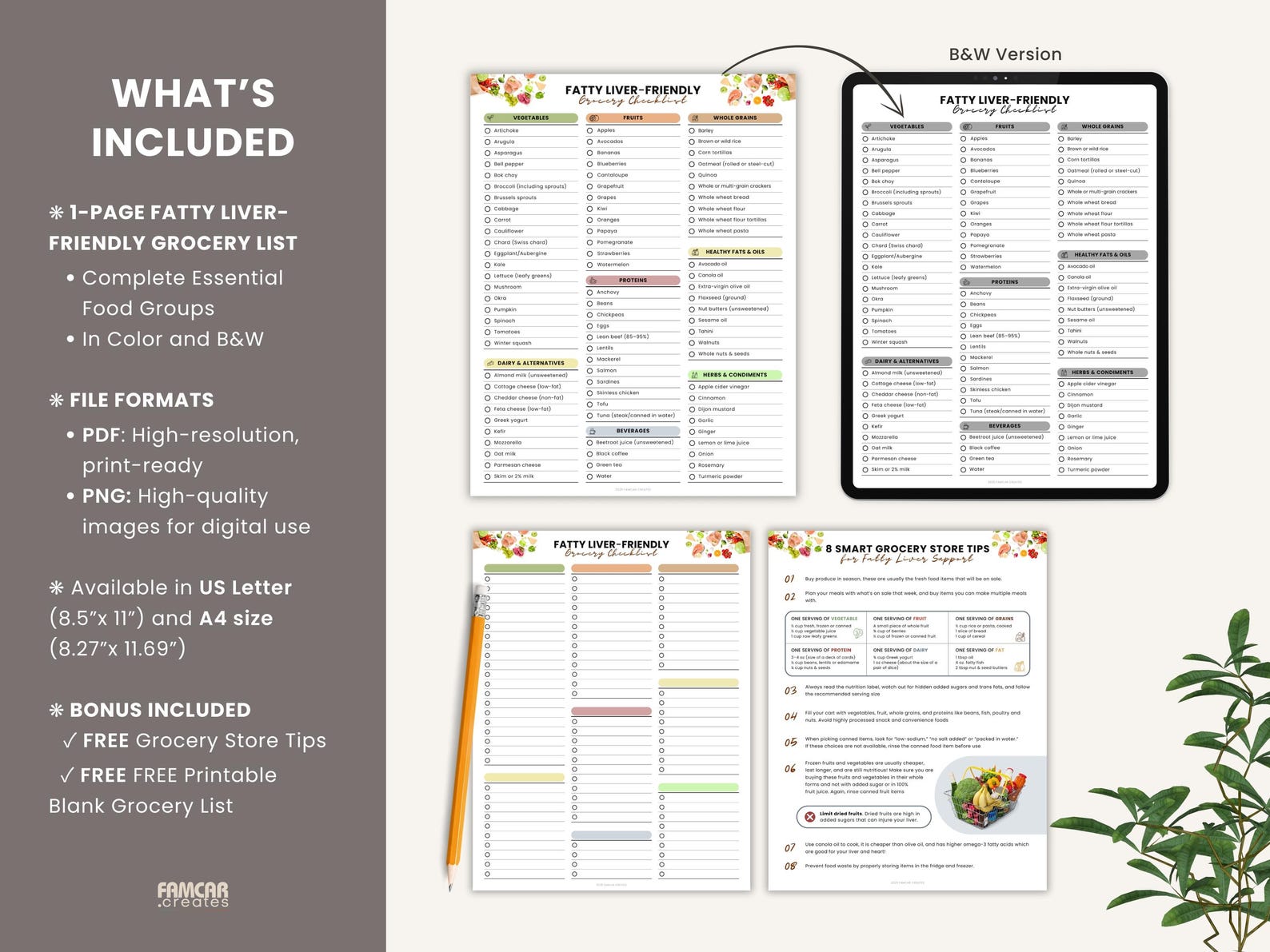 Fatty Liver Diet Printable Grocery List for NAFLD, NASH Diet & Fatty ...