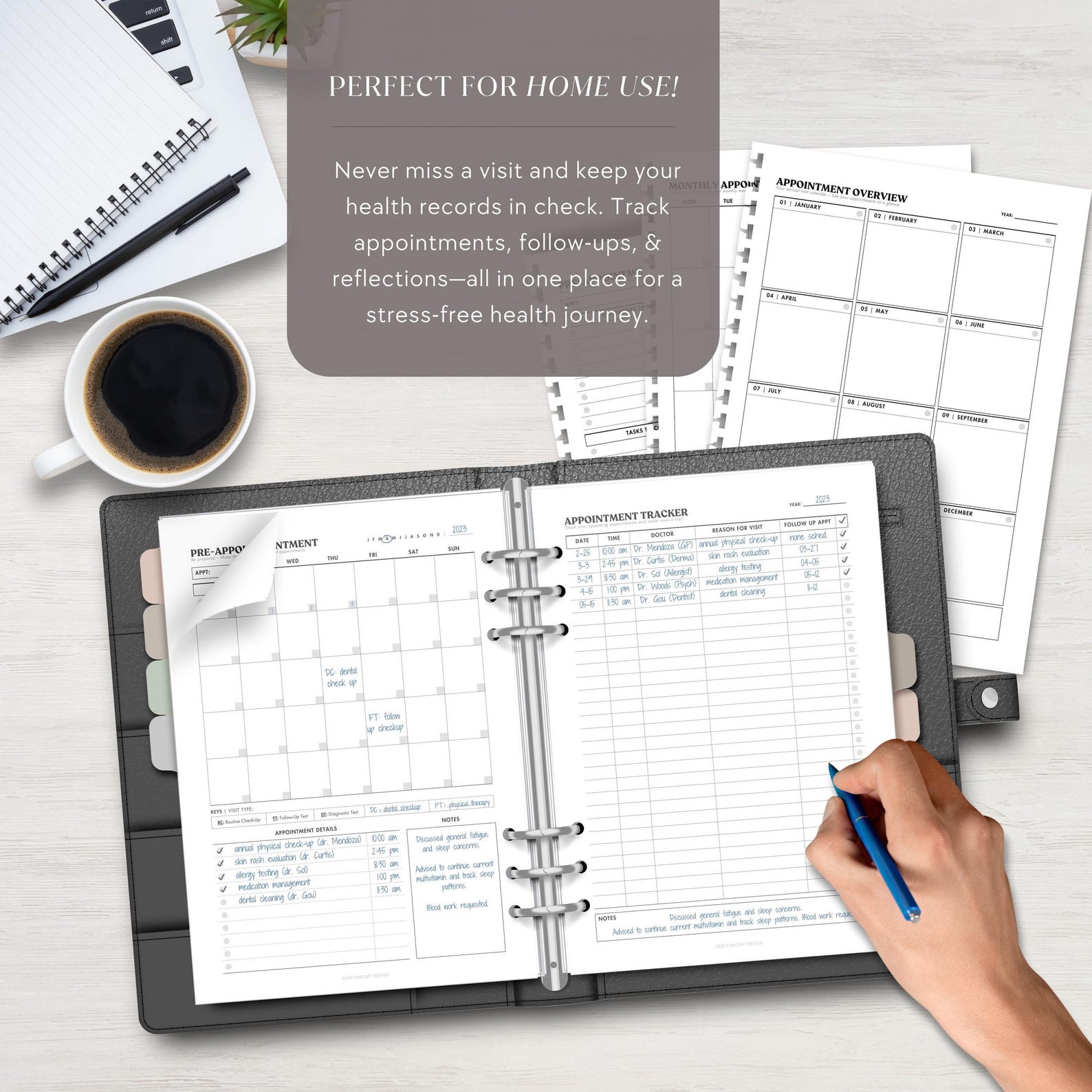 Medical Appointment Tracker Printable | Monthly & Yearly Appointment ...