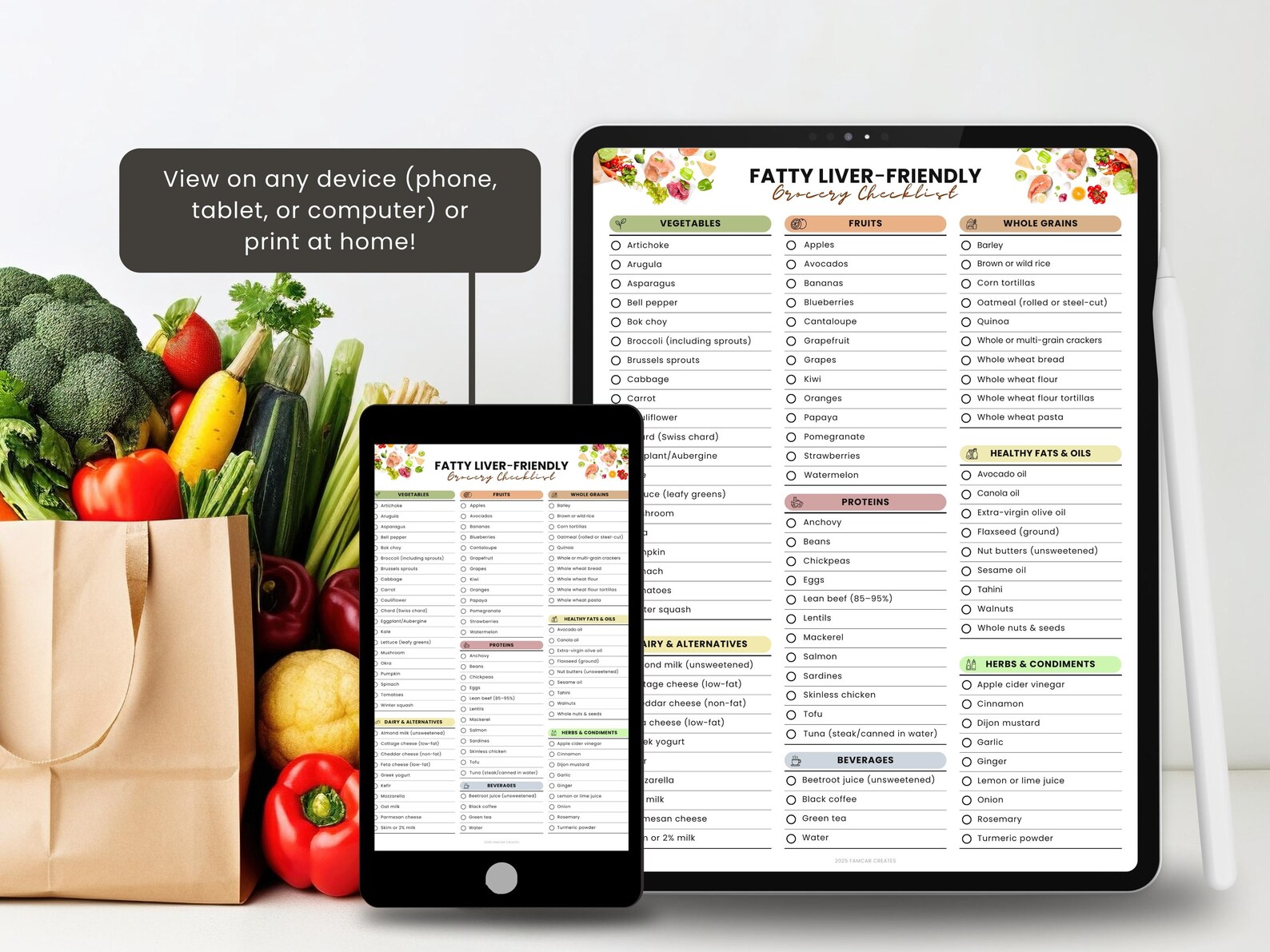 Fatty Liver Diet Printable Grocery List for NAFLD, NASH Diet & Fatty ...