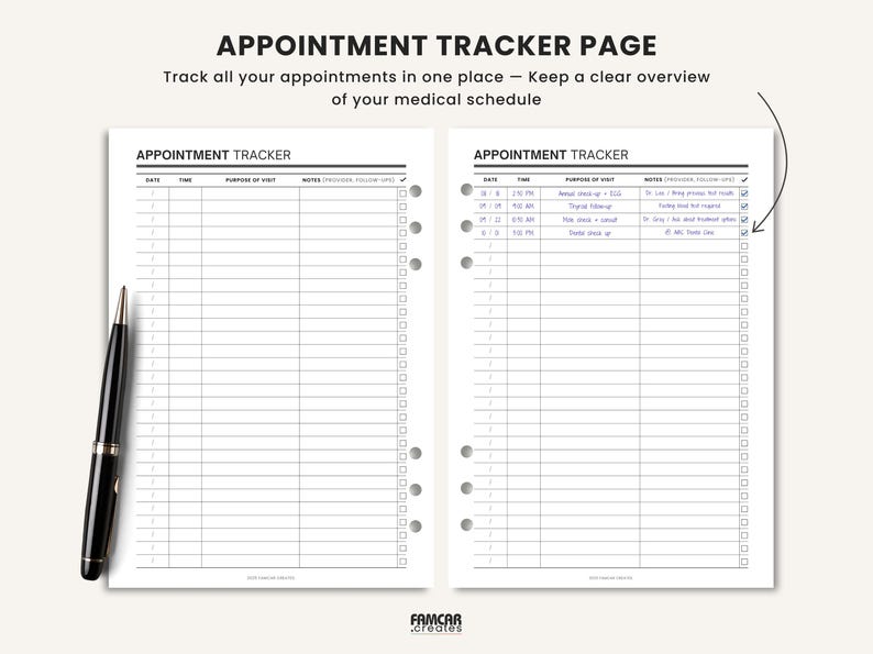 Doctor Appointment Planner Printable Medical Appointments Tracker ...