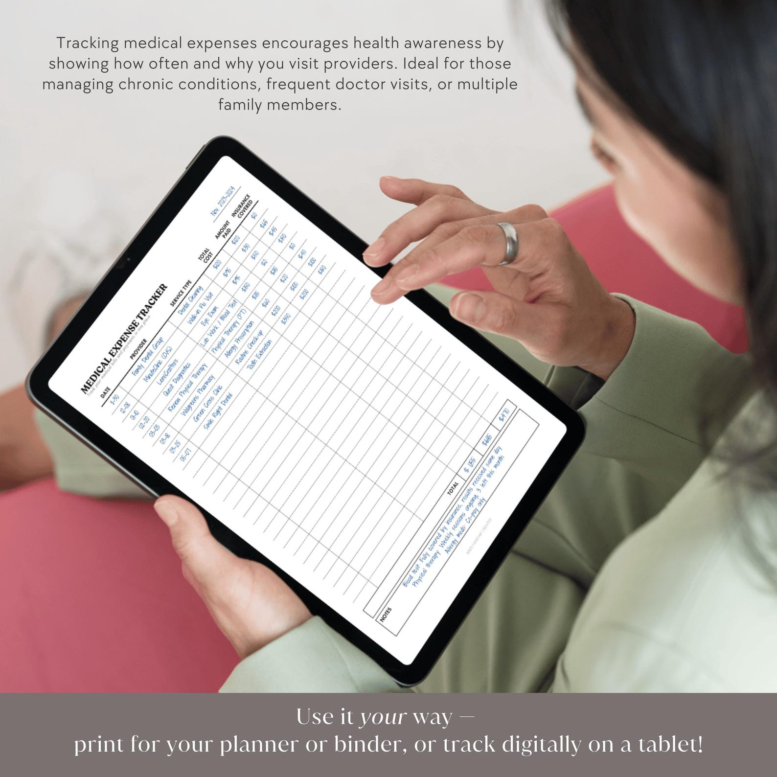 Medical Expense Tracker, Printable Hospital Bills, Health Budget ...