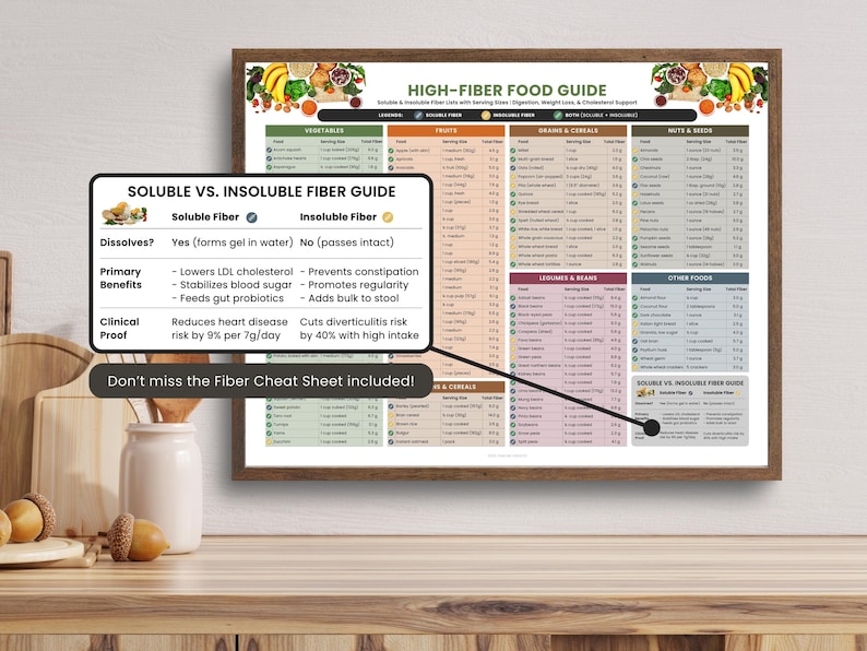 High Fiber Food List Printable, Soluble Fiber & Insoluble Fiber Chart ...