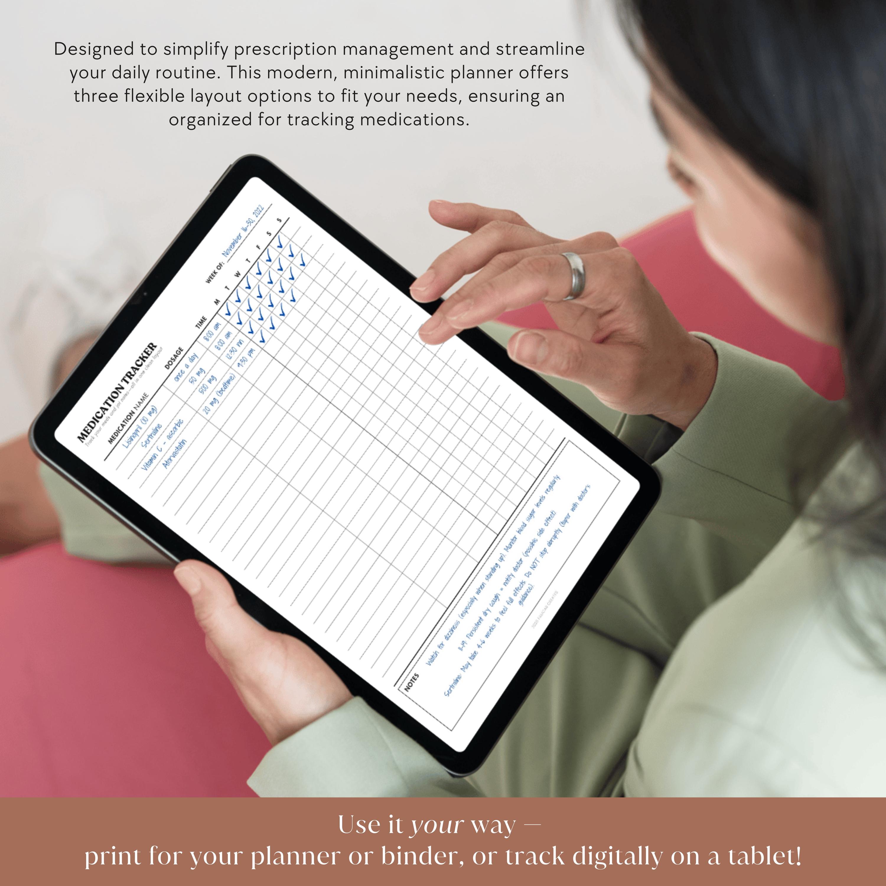 Printable Medication Tracker: AM PM Log, Refill Reminder, Caregiver ...