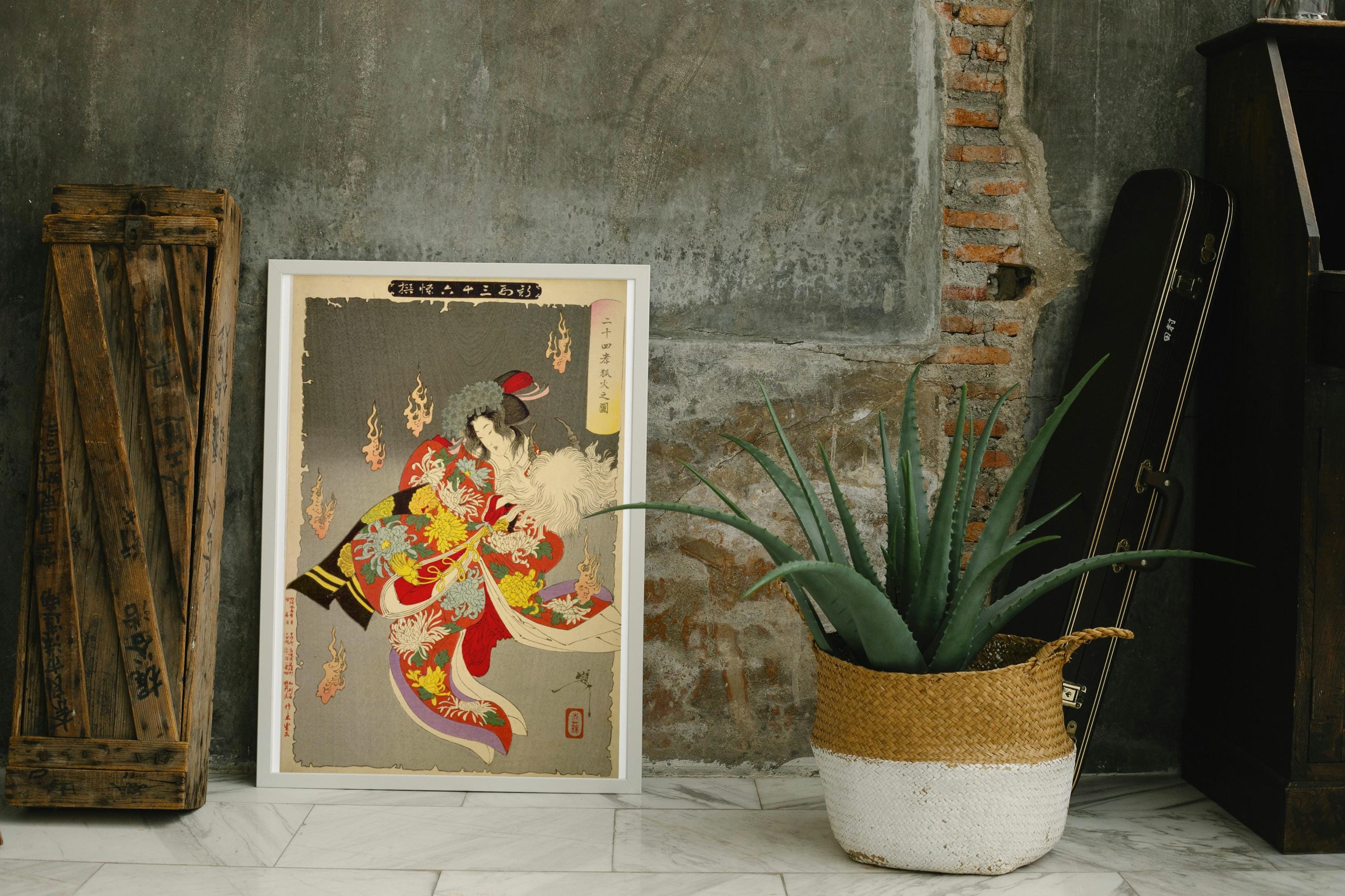Japanese Yokai Wall Art: Kimono Woman Yokai - Traditional Japanese ...