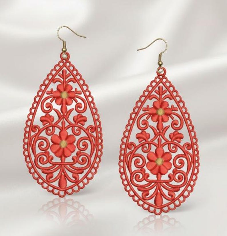 FSL Lace Flower Earring Embroidery Design Three Sizes Instant Download ...