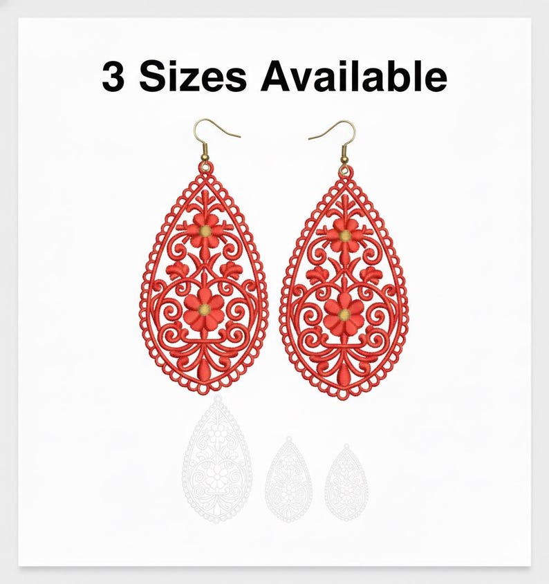 FSL Lace Flower Earring Embroidery Design Three Sizes Instant Download ...