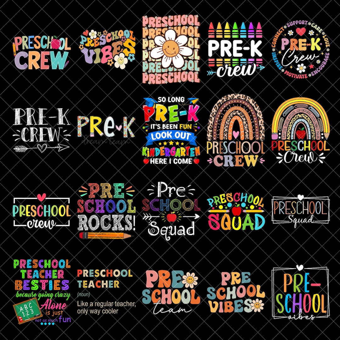 Preschool Crew Png Bundle, Pre-k Teacher PNG, Preschool Vibes ...